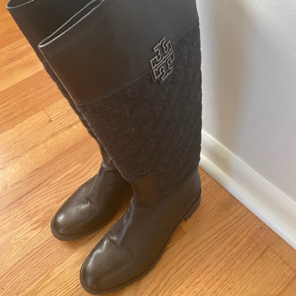 Tory Burch | Shoes | Tory Burch Tall Black Riding Boots Rosalie Quilted ...